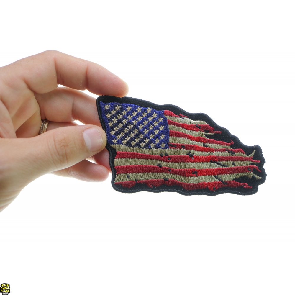 Tattered US American Flag Patch Small | American Flag Patches ...