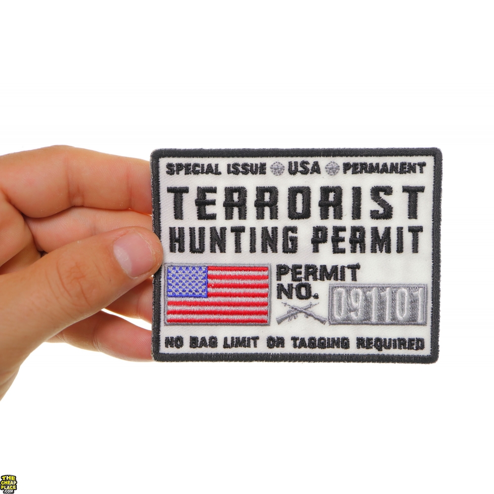 Terrorist Hunting Permit White Patch - TheCheapPlace