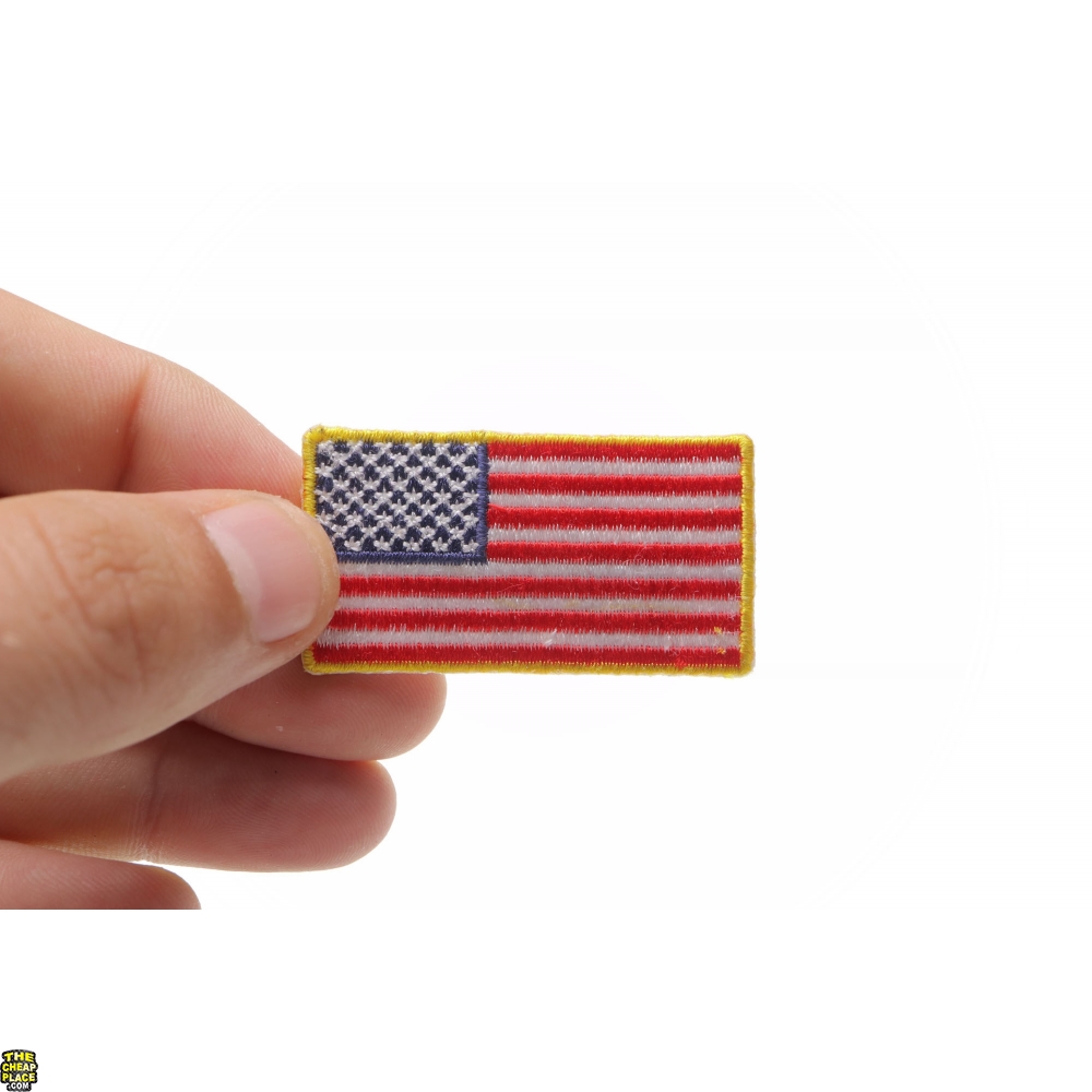 US Flag Patch Gold Border 2 Inch | American Flag Patches -TheCheapPlace