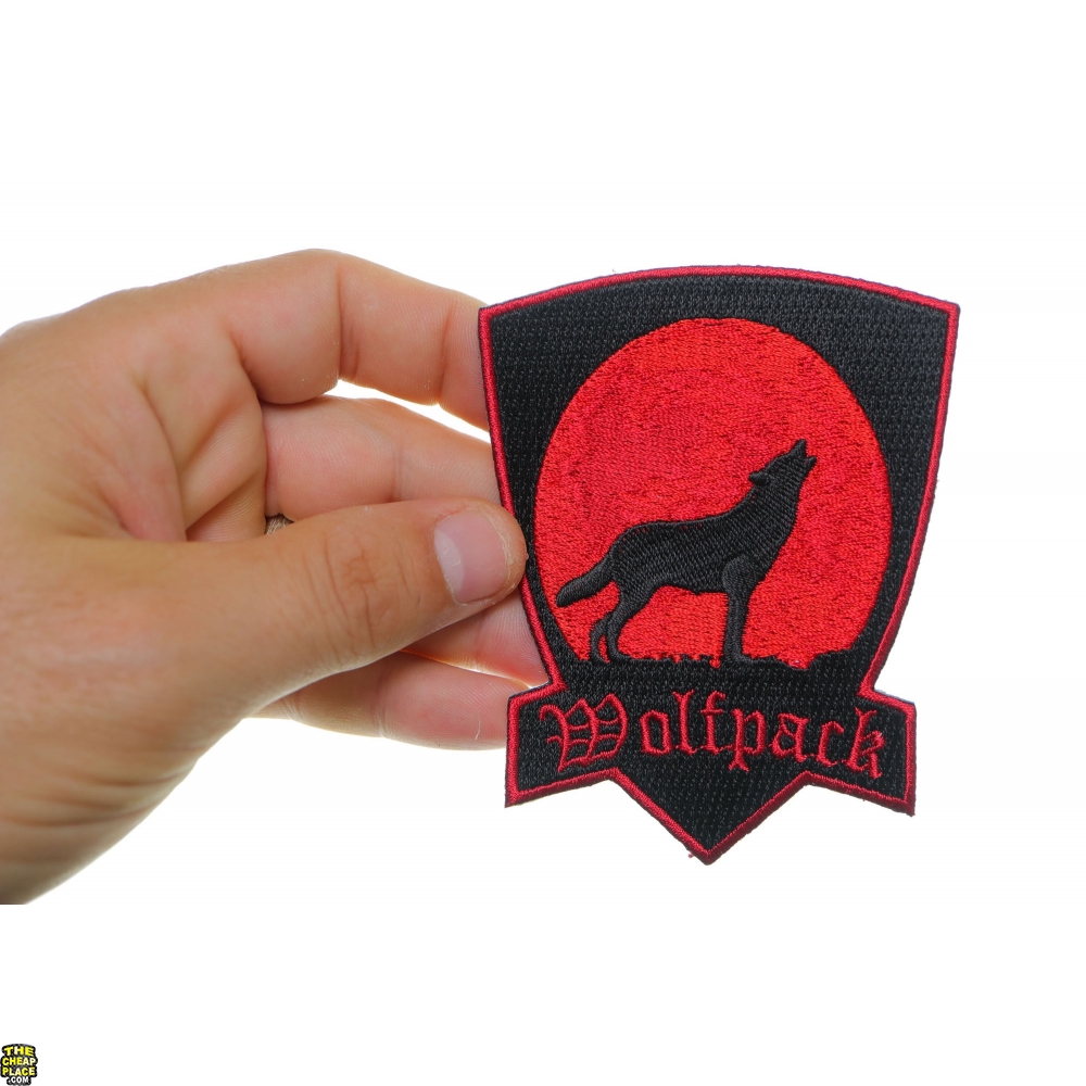 Wolfpack Patch In Red With Howling Moon | Wolf Patches -TheCheapPlace