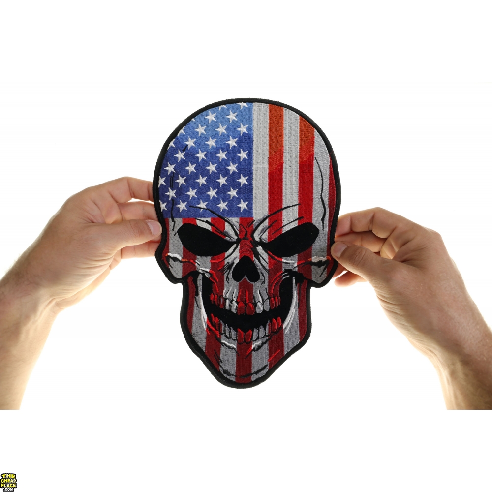 USA Skull Embroidered Iron on Patch - TheCheapPlace