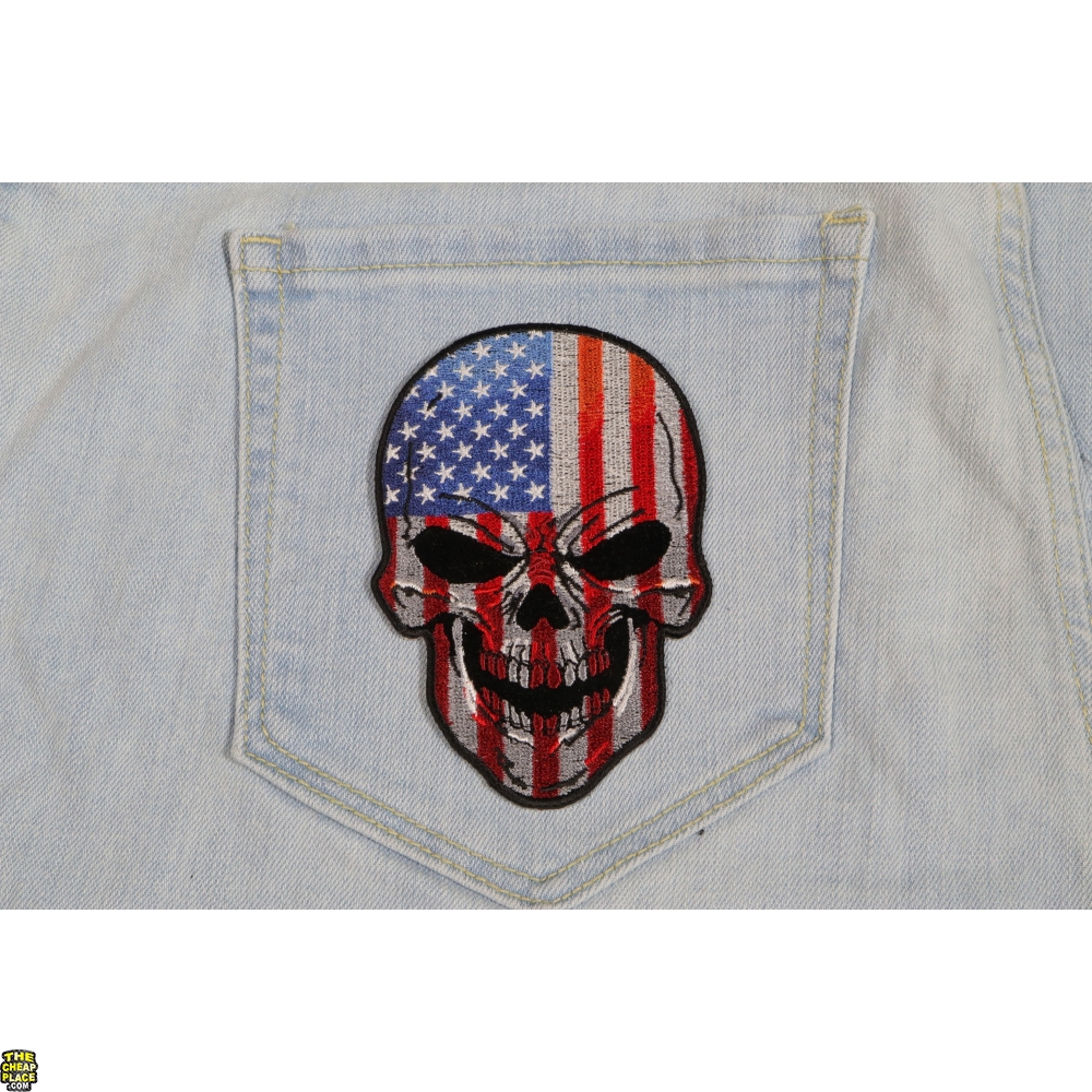 American Flag Small Skull Patch - TheCheapPlace