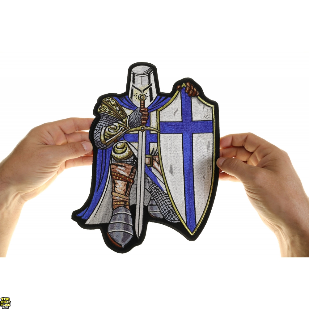 Blue Crusader Knight Large Back Patch | Christian Patches -TheCheapPlace