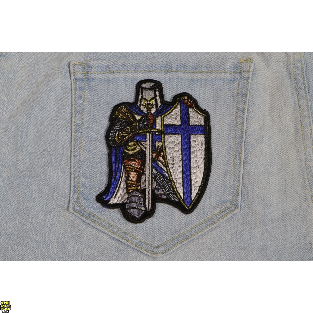 Blue Crusader Knight Small Patch | Christian Patches -TheCheapPlace