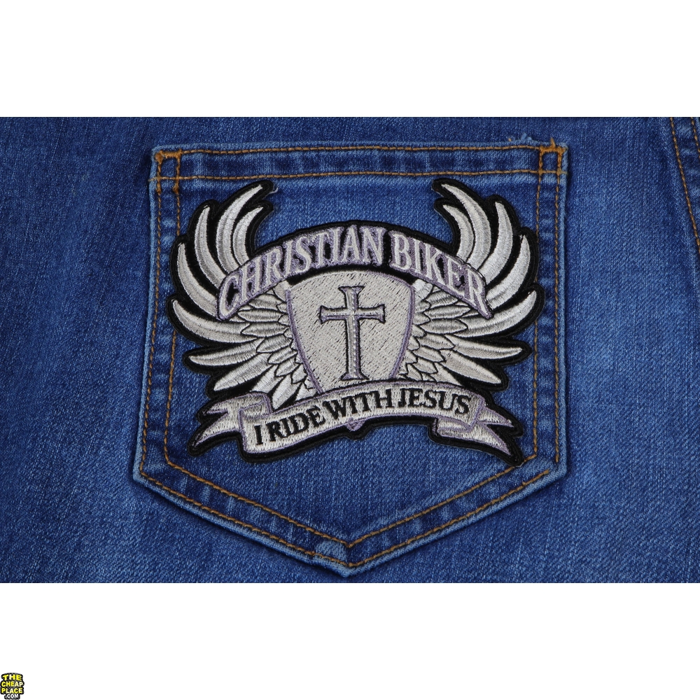 Small Christian Biker Patch I Ride With Jesus | Christian Patches ...