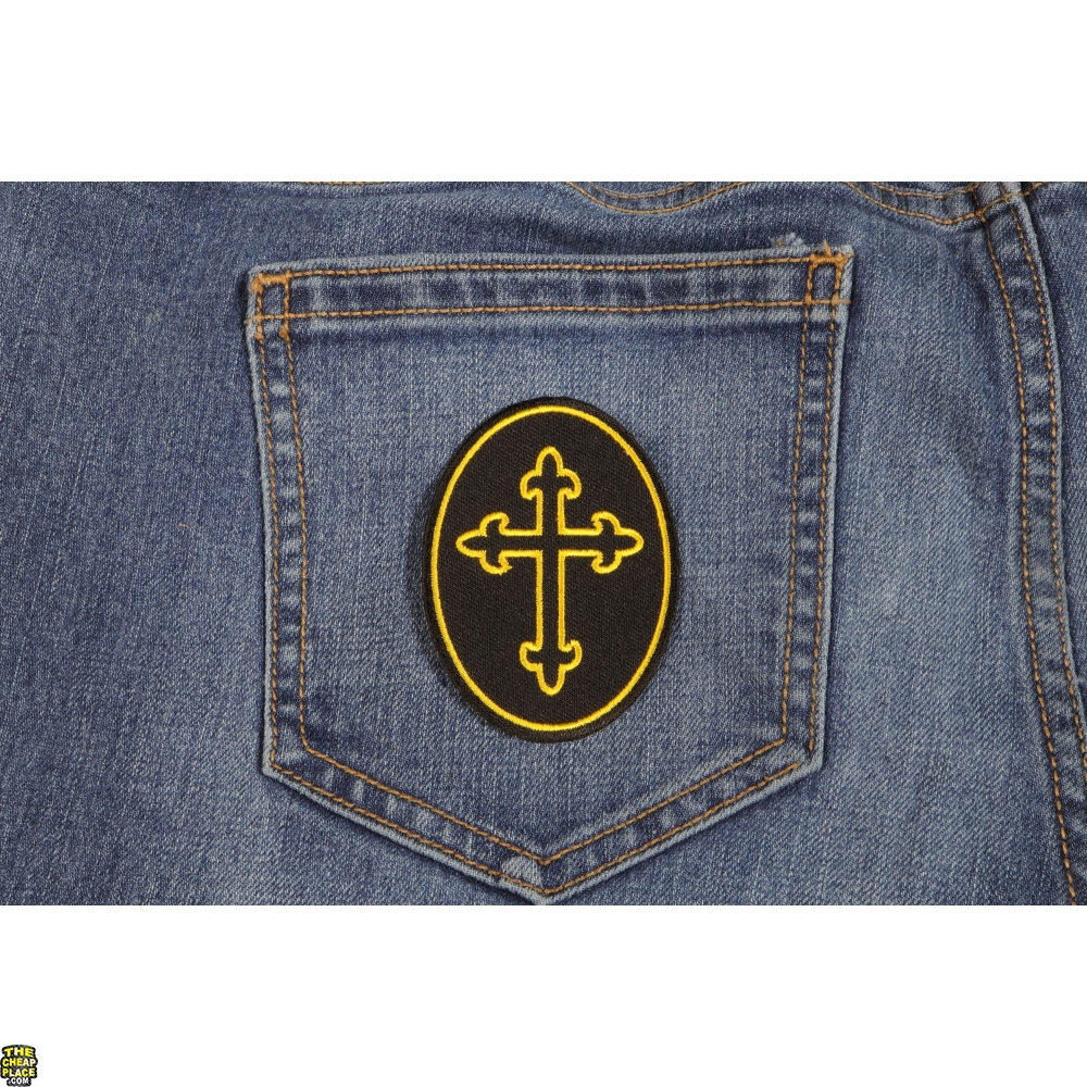 Christian Cross Oval Patch | Christian Patches -TheCheapPlace