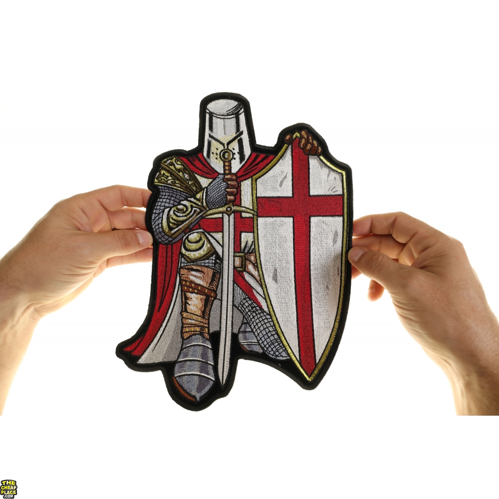 White and Red Crusader Knight Large Christian Back Patch | Christian ...