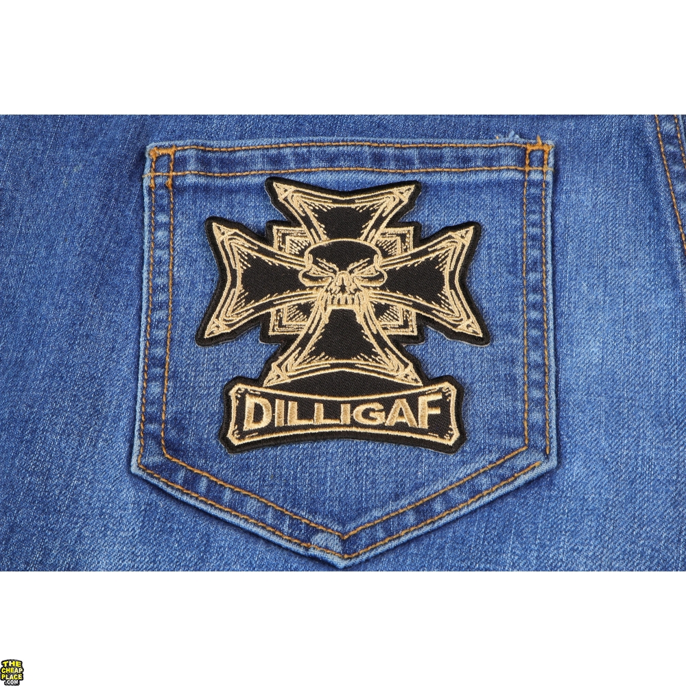 Dilligaf Skull Biker Patch | Dilligaf Patches -TheCheapPlace