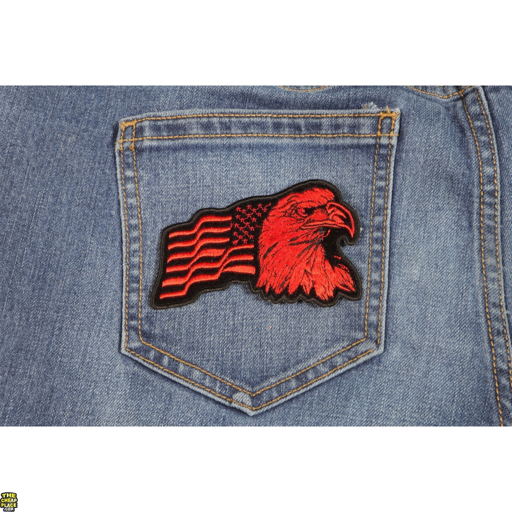 Eagle US Flag Facing Right Patch In Red | Embroidered Patches