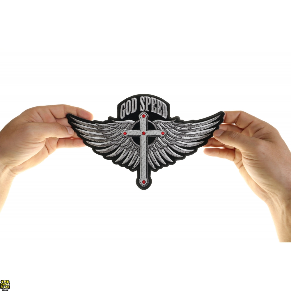 God Speed With Cross and Wings, Large Christian Back Patch | Christian ...