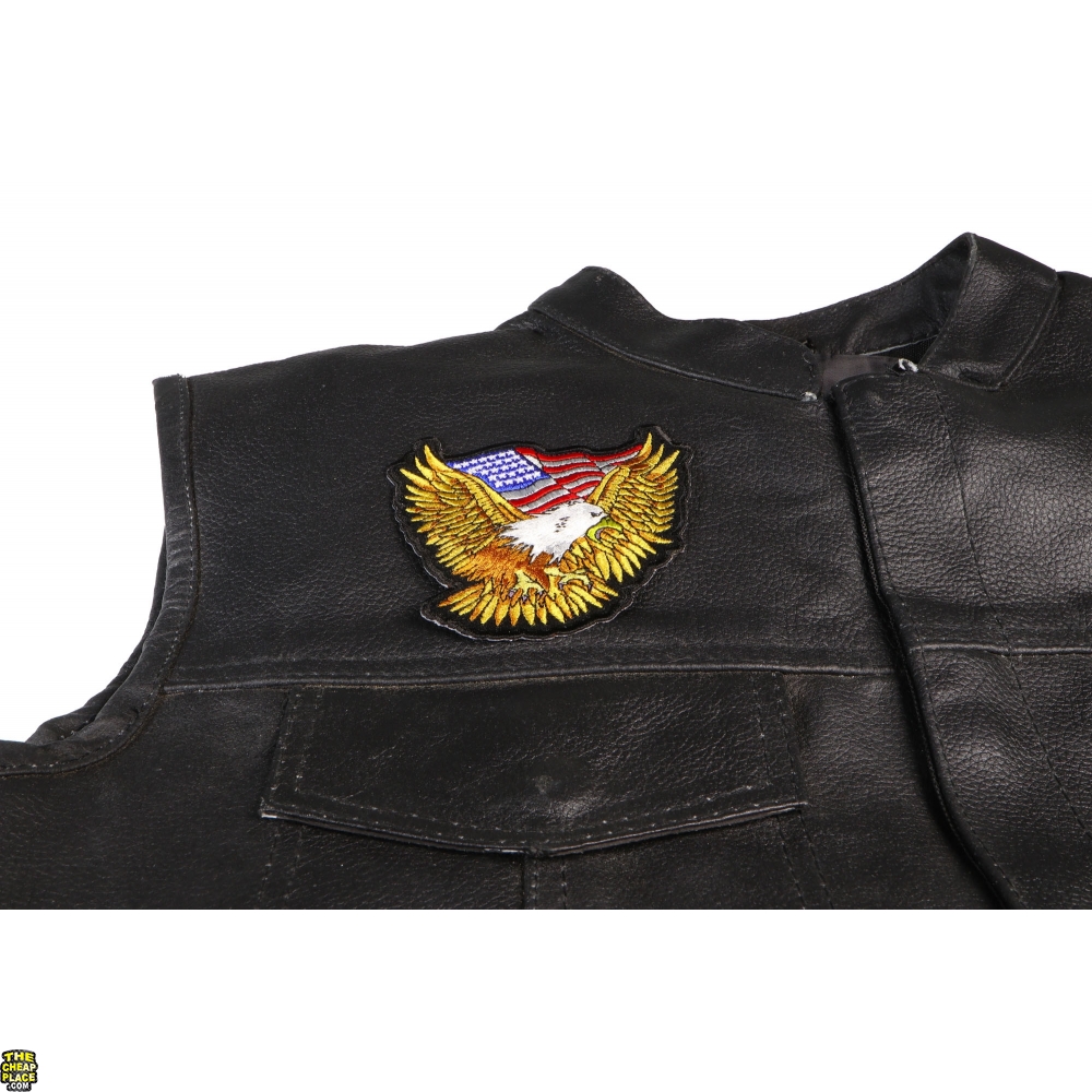 Gold Eagle Patch With US Flag Small | Patriotic Patches -TheCheapPlace