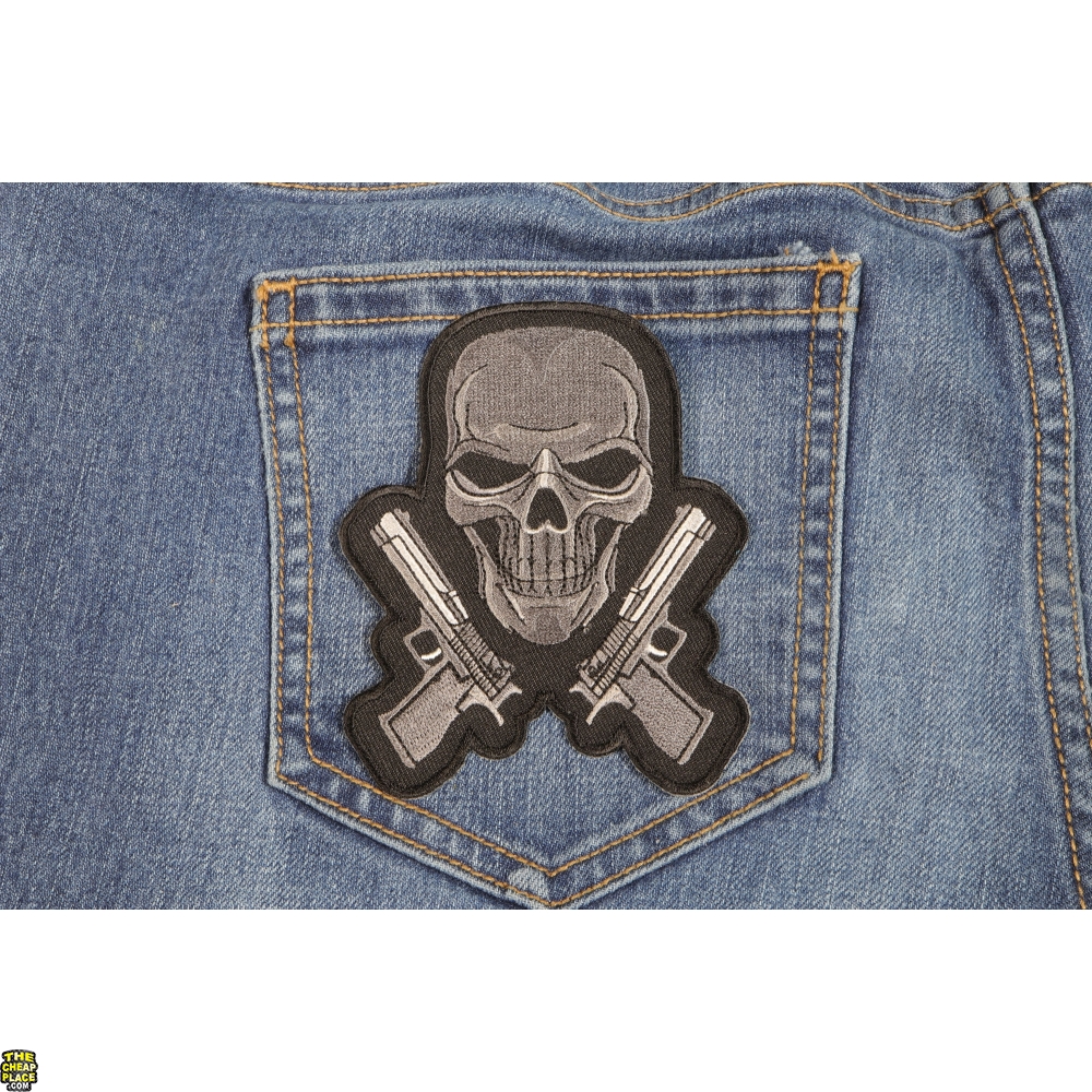 Guns and Skull Chrome Patch | Skull Patches -TheCheapPlace
