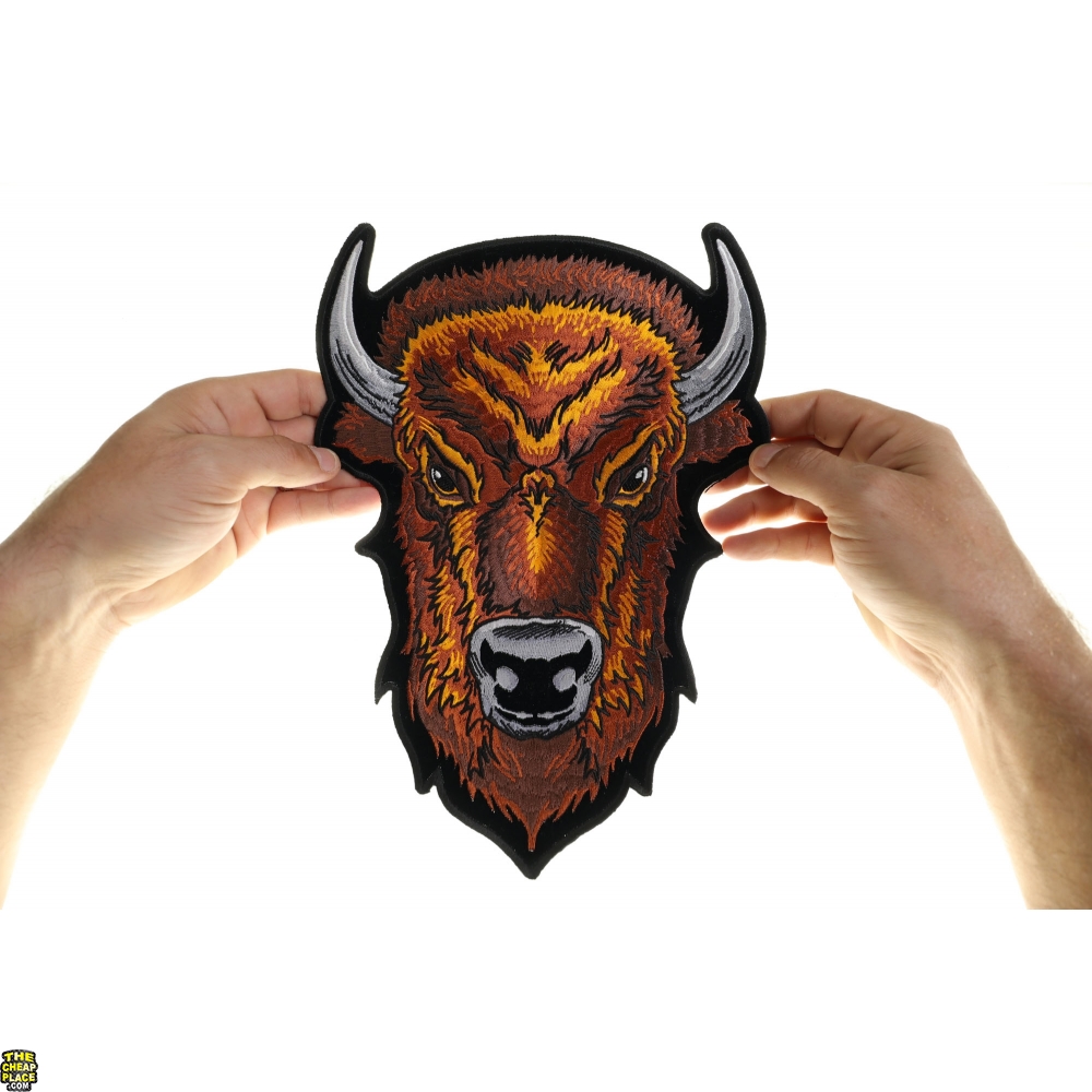 Large Brown Buffalo Head Patch | Embroidered Patches
