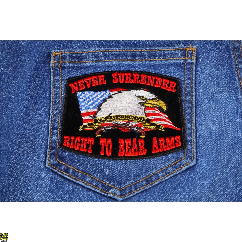 Never Surrender Right To Bear Arms 2nd Amendment Black Patch | 2nd ...
