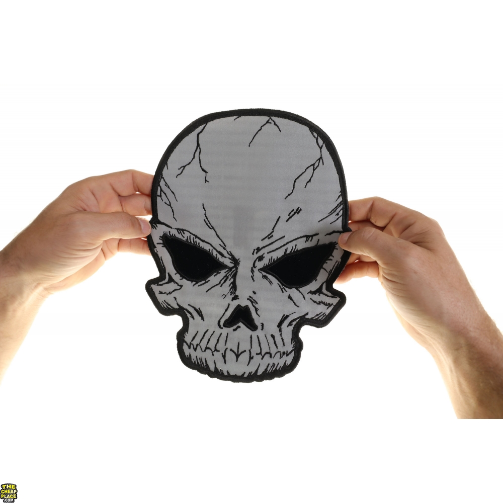 Reflective Skull Large Back Patch | Skull Patches -TheCheapPlace
