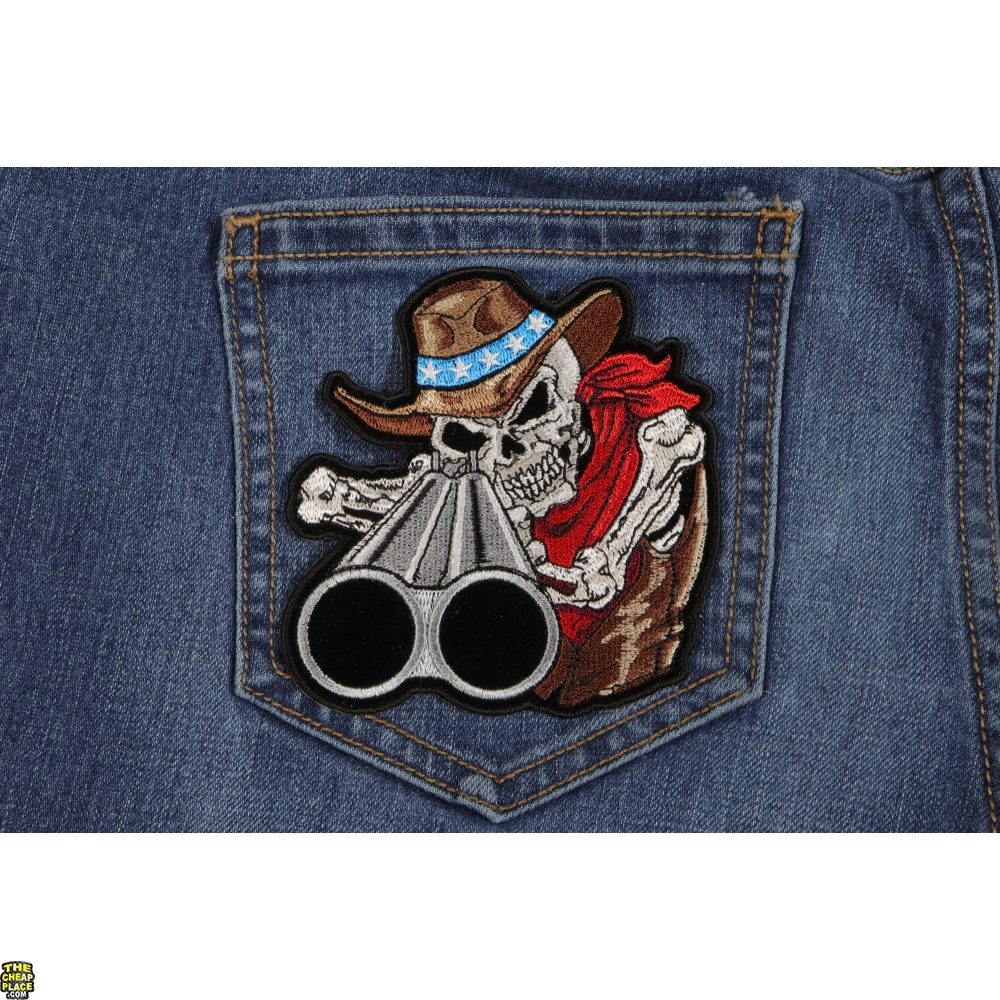 Shotgun Willy Cowboy Skull Patch Small | Skull Patches -TheCheapPlace