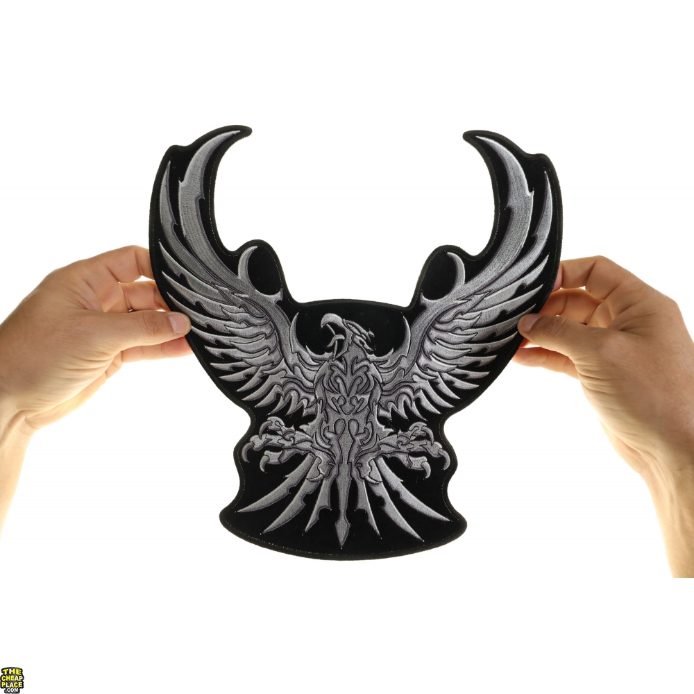 Silver Screaming Eagle With Raised Wings Large Back Patch | Eagle ...
