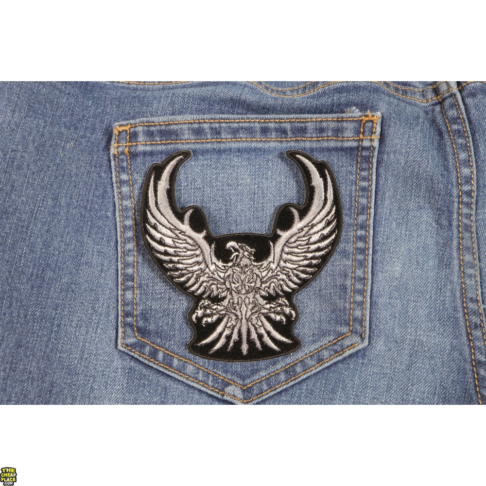 Silver Tribal Eagle Small Patch | Eagle Patches -TheCheapPlace