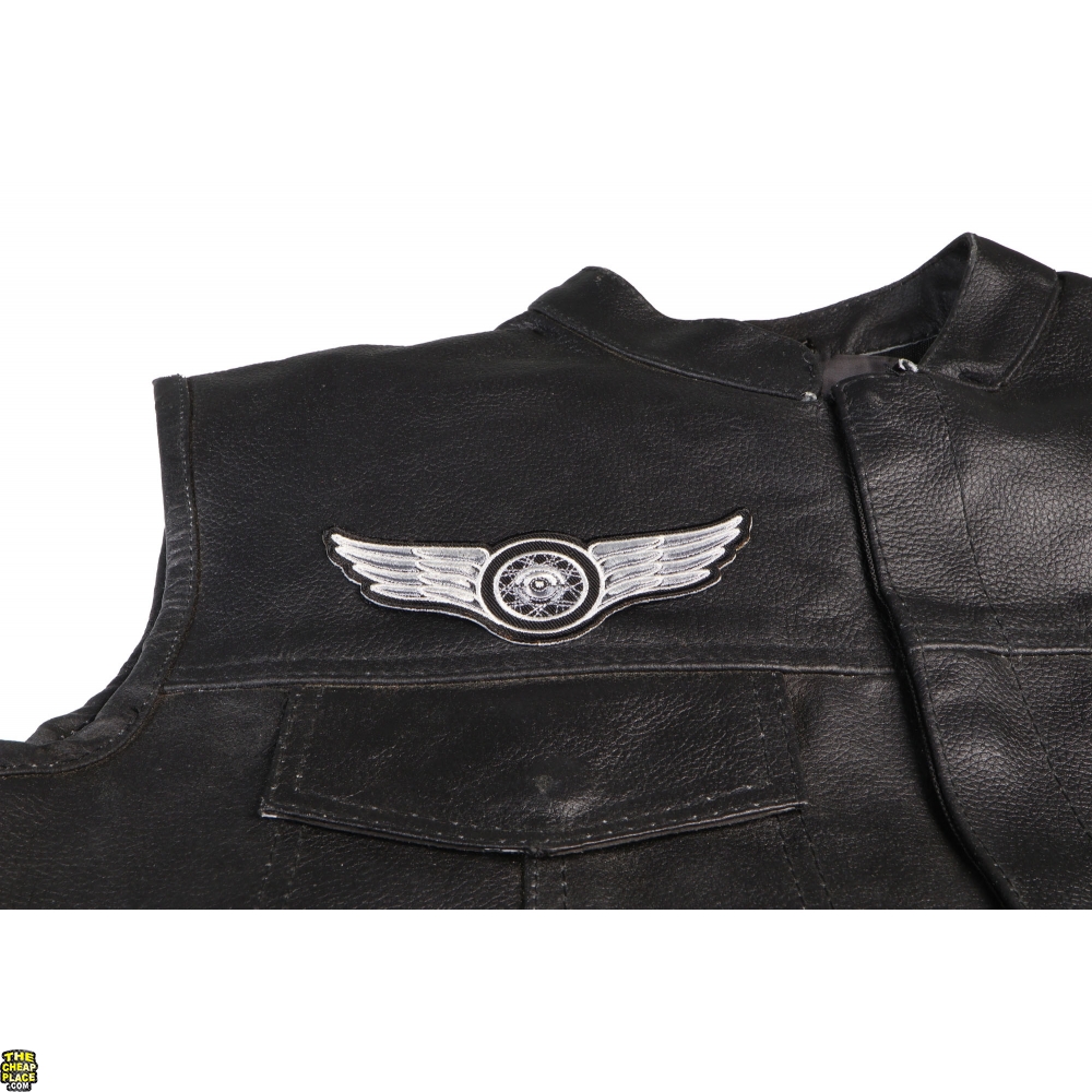 Winged Wheel Small White Patch | Biker Patches -TheCheapPlace