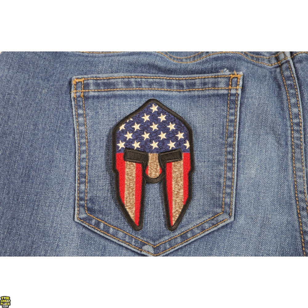 Spartan Helmet US Flag Patch | Patriotic Patches -TheCheapPlace