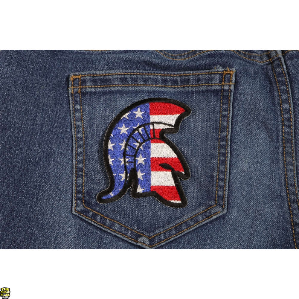 Spartan Helmet With US Flag Patch | Patriotic Patches -TheCheapPlace