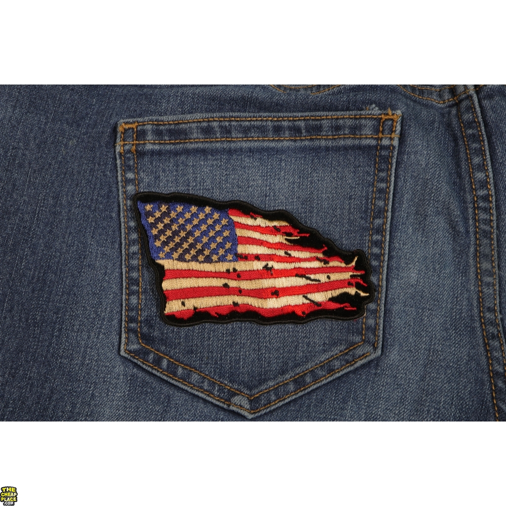 Tattered US American Flag Patch Small | American Flag Patches ...