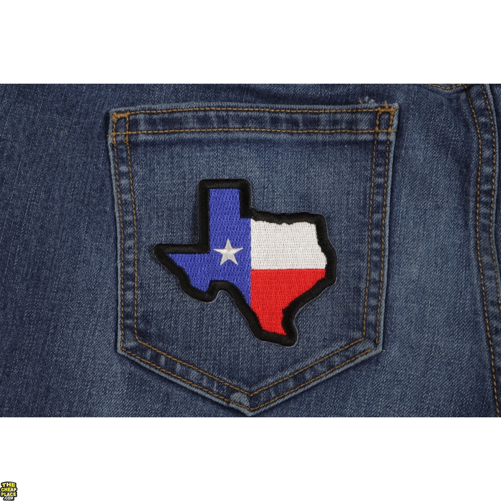 Texas Map Texas Flag Black Border Patch | Texas Pride Patches ...