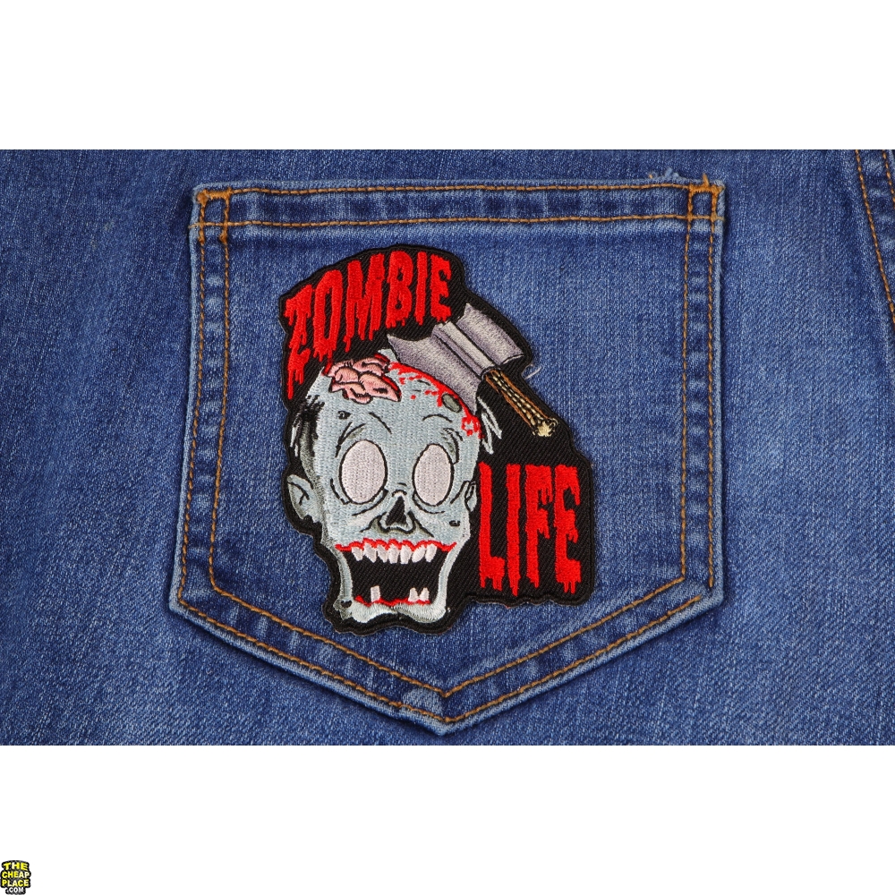 Zombie Life Small Patch With Axed Zombie | Embroidered Patches