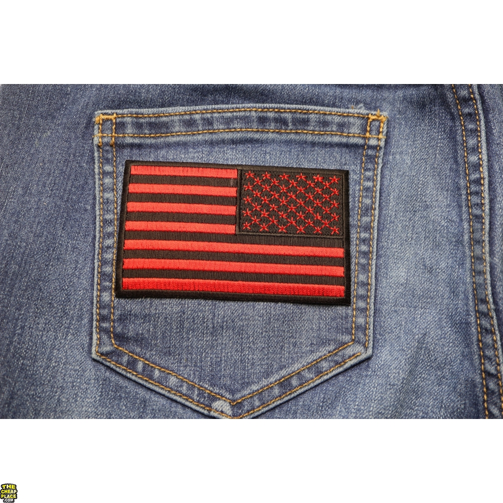 Black And Red Reversed American Flag Patch 4 Inch | US Military Veteran ...