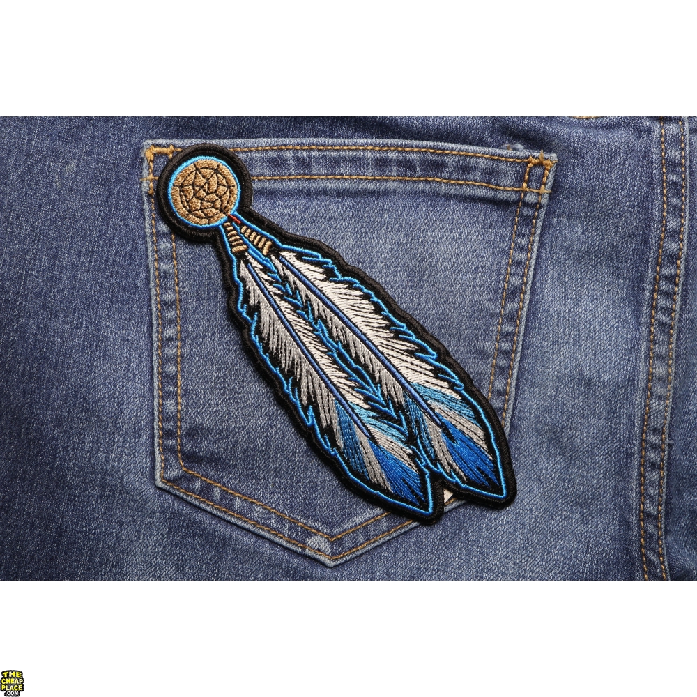 Blue White Feathers Patch | Feather Patches -TheCheapPlace