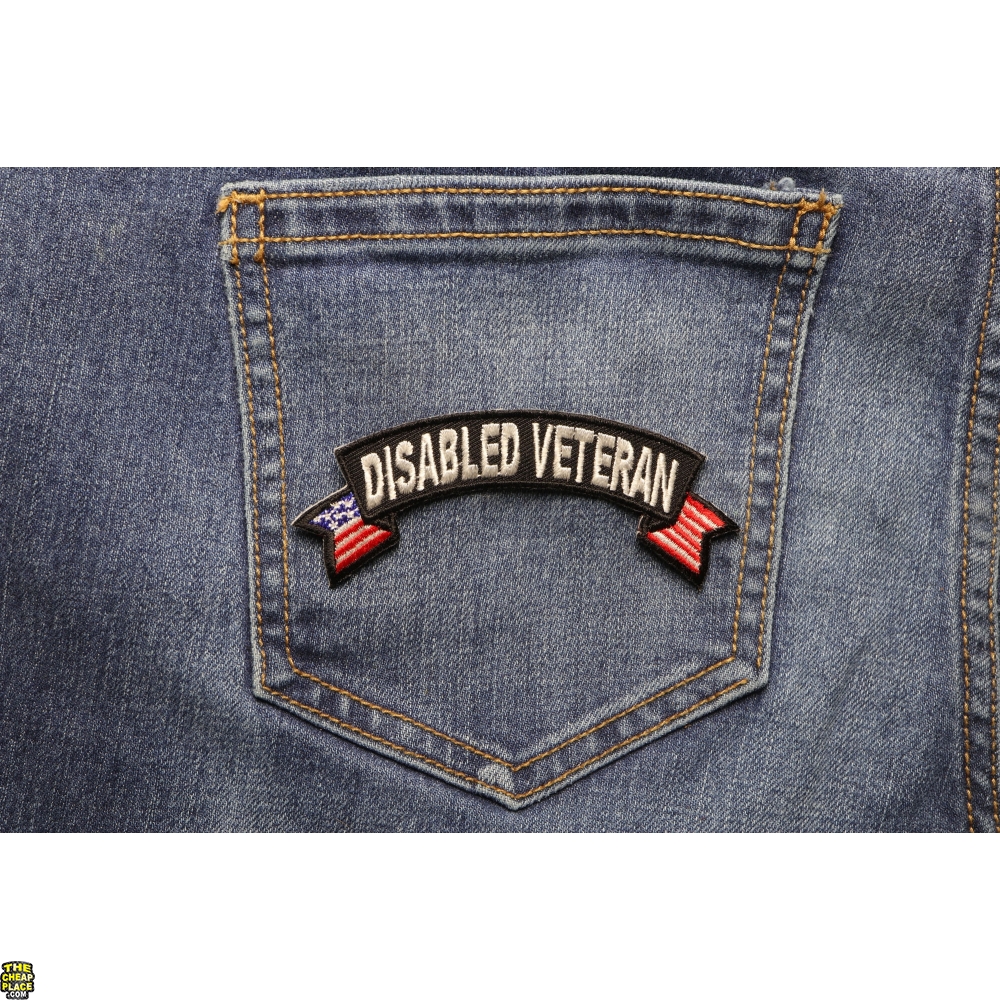 Disabled Veteran Patch With US Flags | Vet Patches -TheCheapPlace