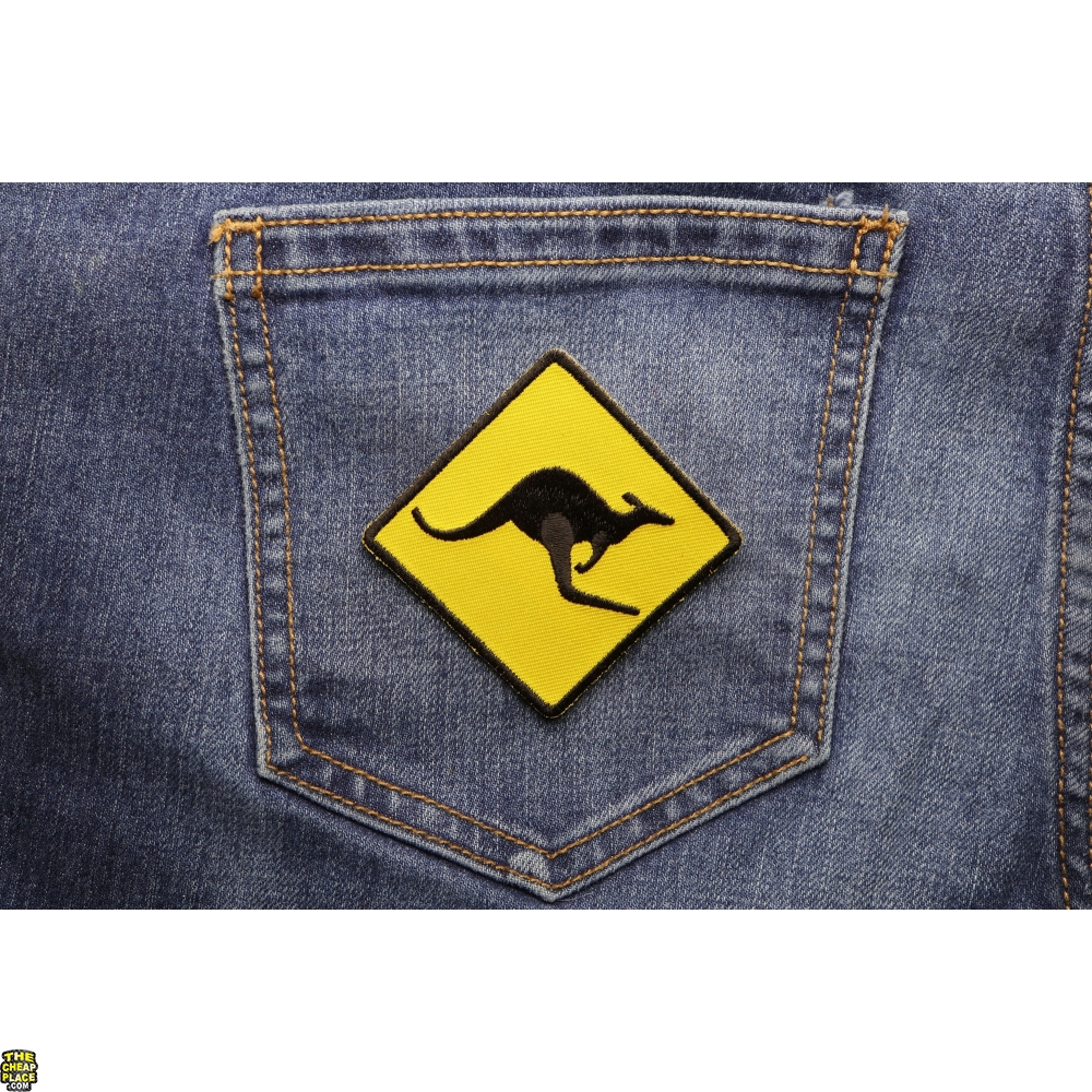 Kangaroo Sign Patch Yellow And Black | Embroidered Patches