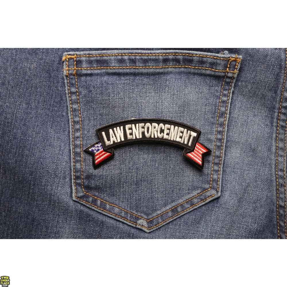 Law Enforcement US Flag Small Rocker Patch | Police Patches -TheCheapPlace