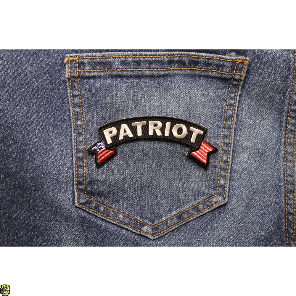 Patriot Rocker Patch With US Flag | Patriotic Patches -TheCheapPlace
