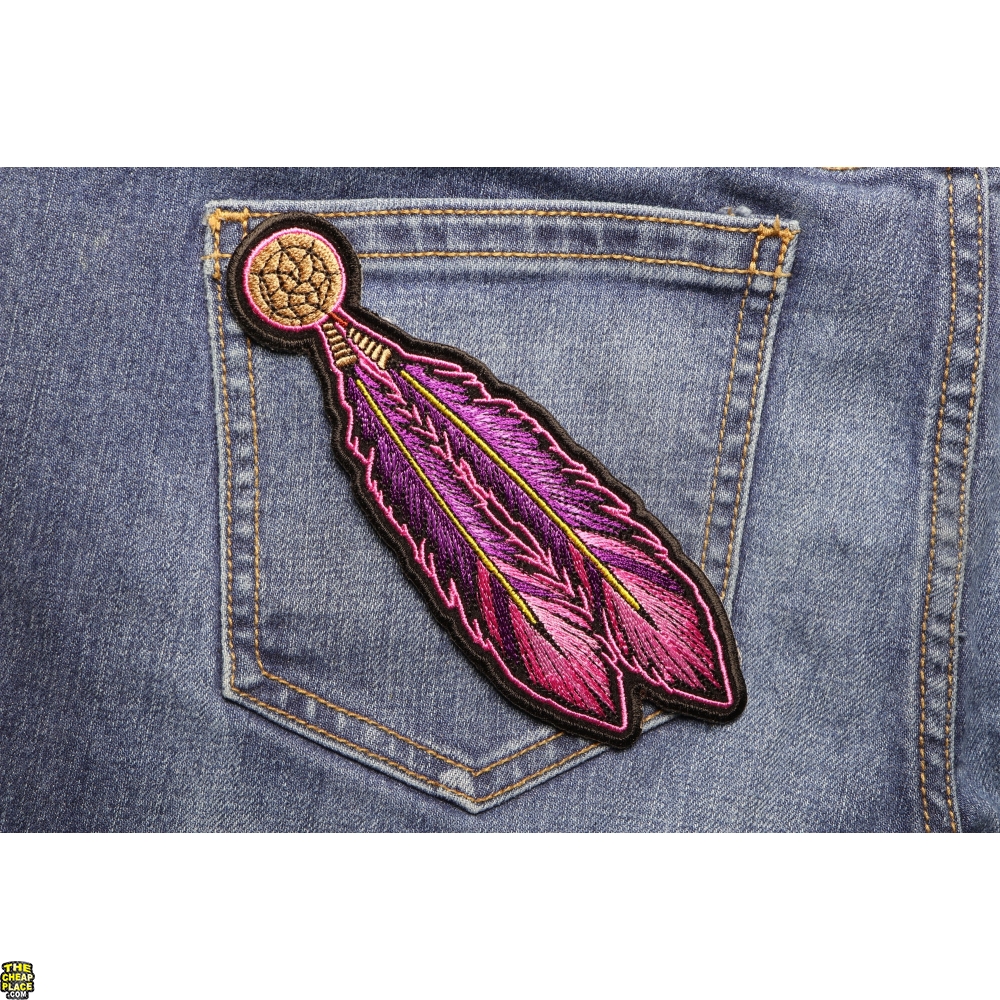 Pink Purple Feathers Patch | Feather Patches -TheCheapPlace