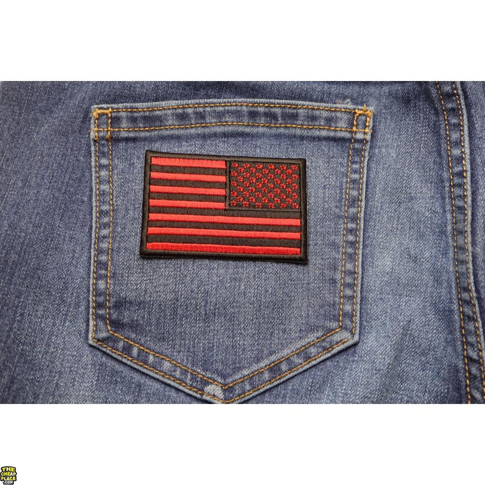 Reversed Red American Flag Patch | Embroidered Patches