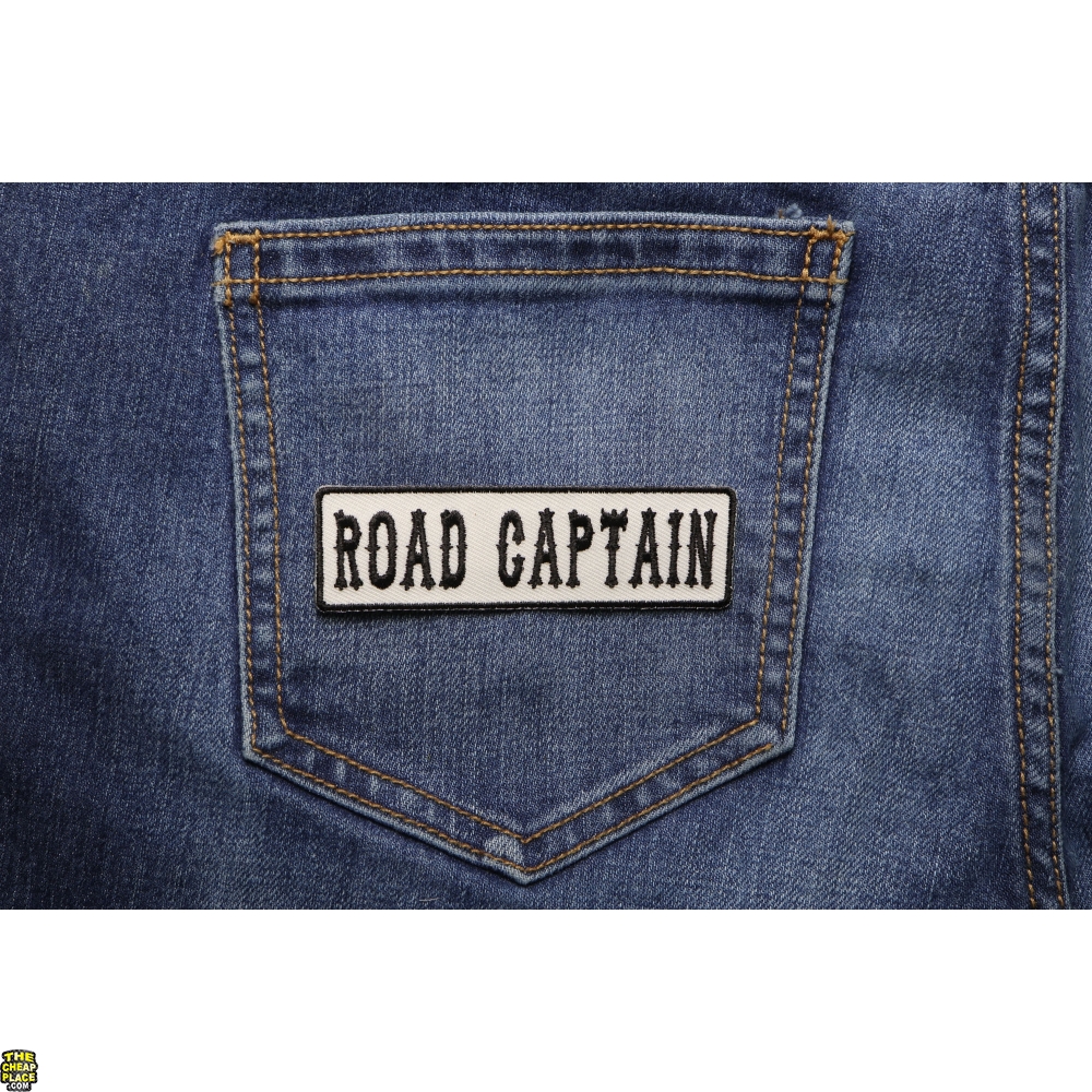 Road Captain Patch Black On White