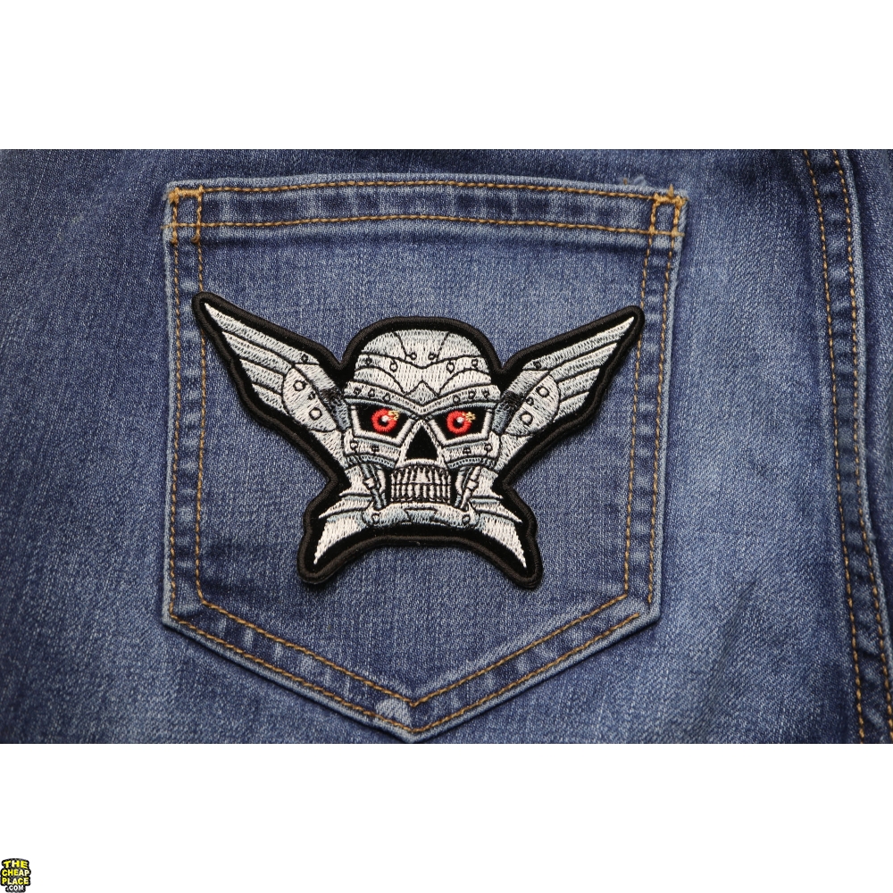 Robot Skull Small Iron on Patch - TheCheapPlace