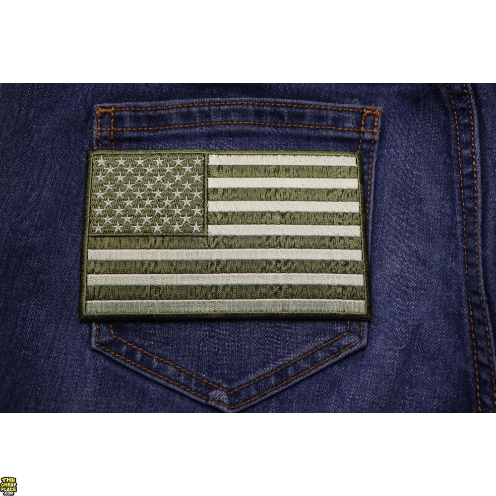 Subdued Green American Flag Patch - TheCheapPlace