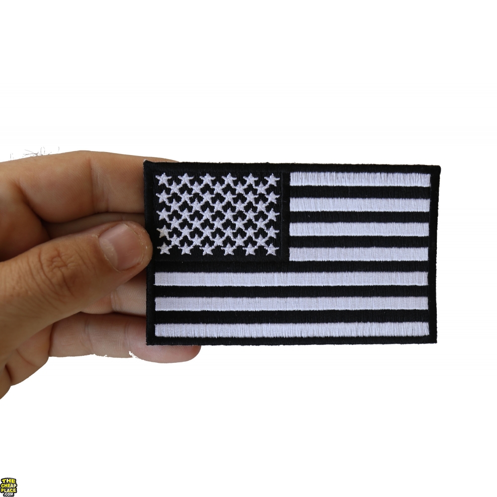 US Flag Black White Patch 4 Inch | American Flag Patches -TheCheapPlace