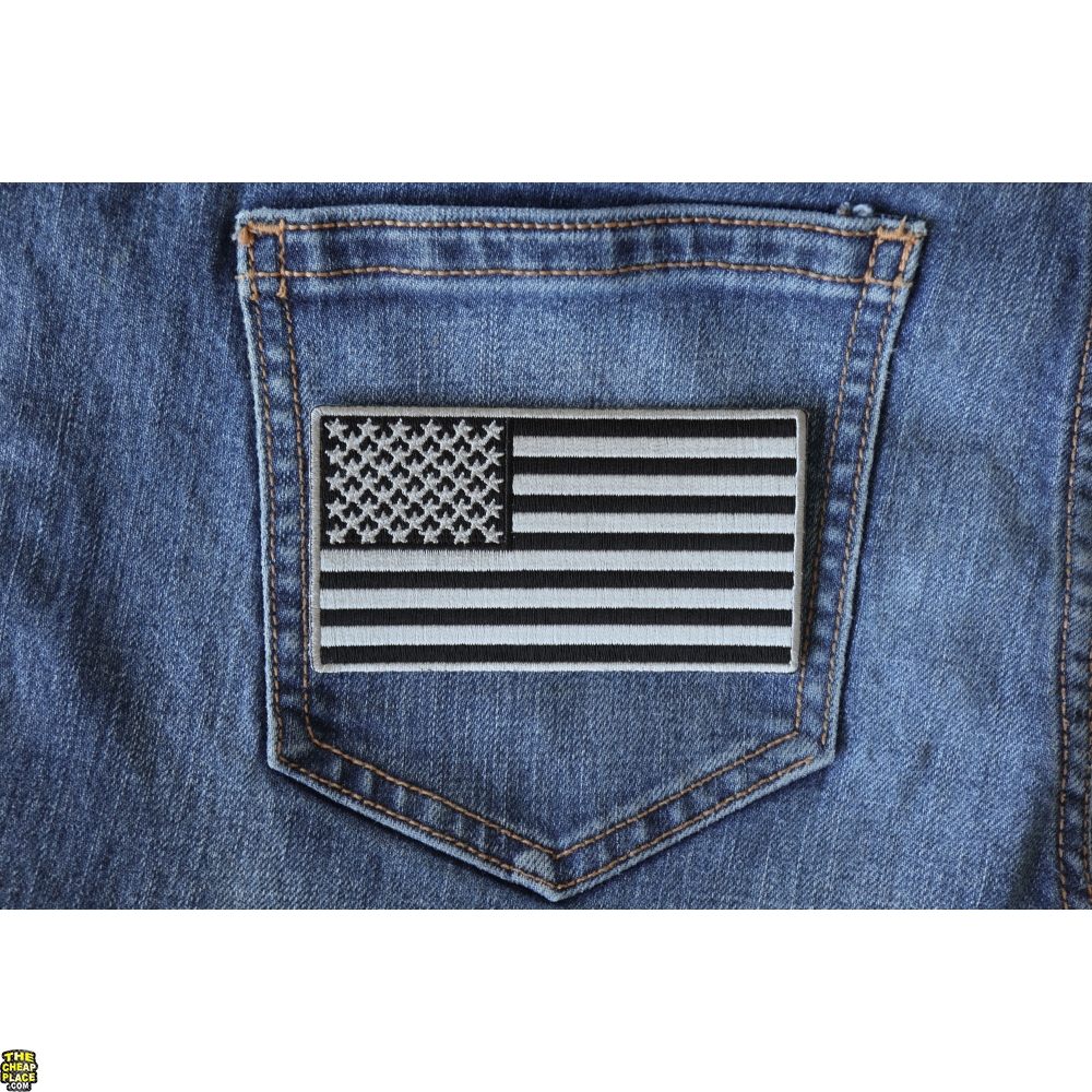 US Flag Patch Black and Gray 4 Inch | American Flag Patches -TheCheapPlace