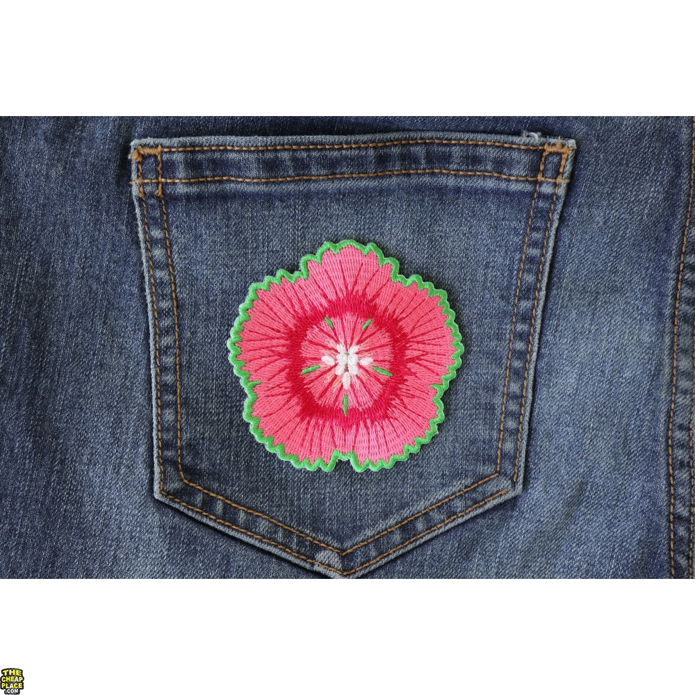 Pink and Green Flower Iron on Patch - TheCheapPlace