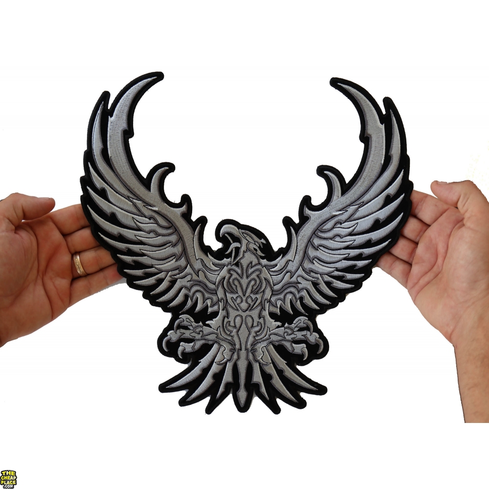 Silver Eagle Embroidered Iron on Patch - TheCheapPlace
