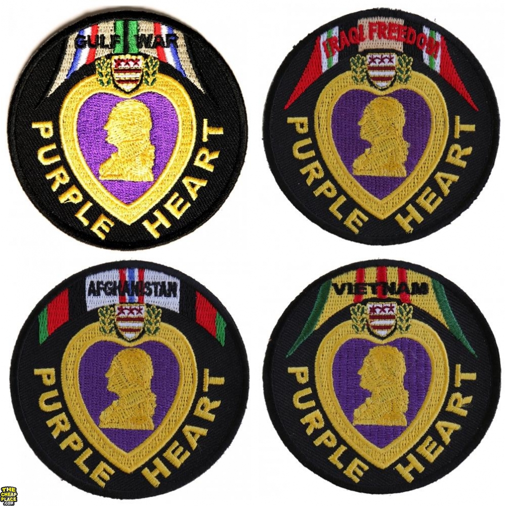 Purple Heart Patches 3 Inch Round Set Of 4 | Military Patches ...