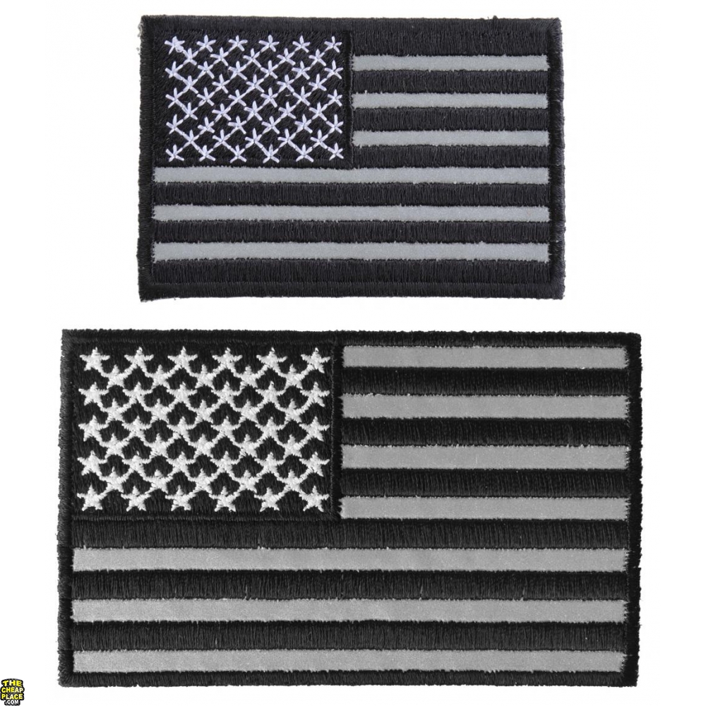 Small Reflective American Flag Patch Set Of 2 US Flag Patches ...