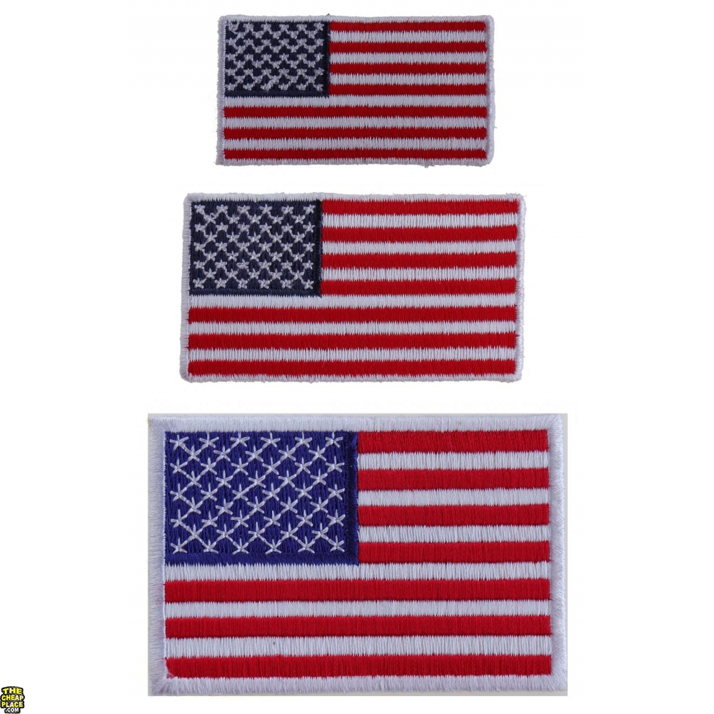 Small US Flag Patches White Border 3 Embroidered American Flags ...