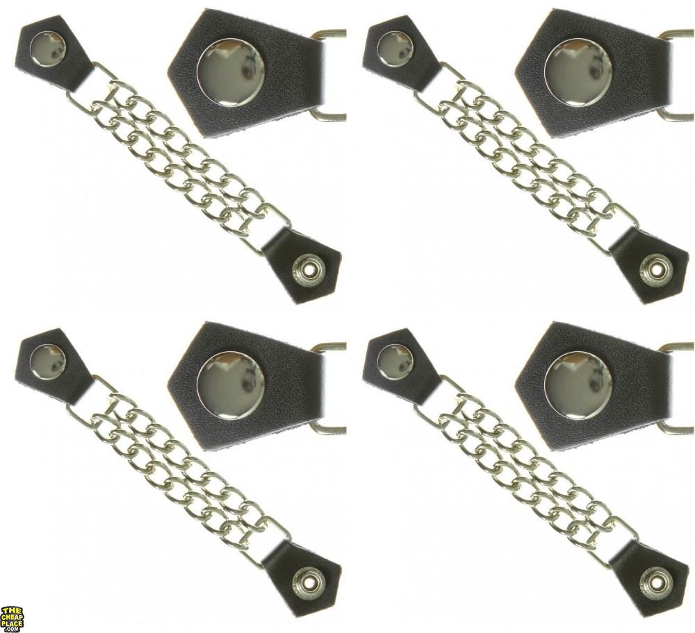 Set Of 4 Biker Vest Extender Chains With Silver Snap Button - TheCheapPlace