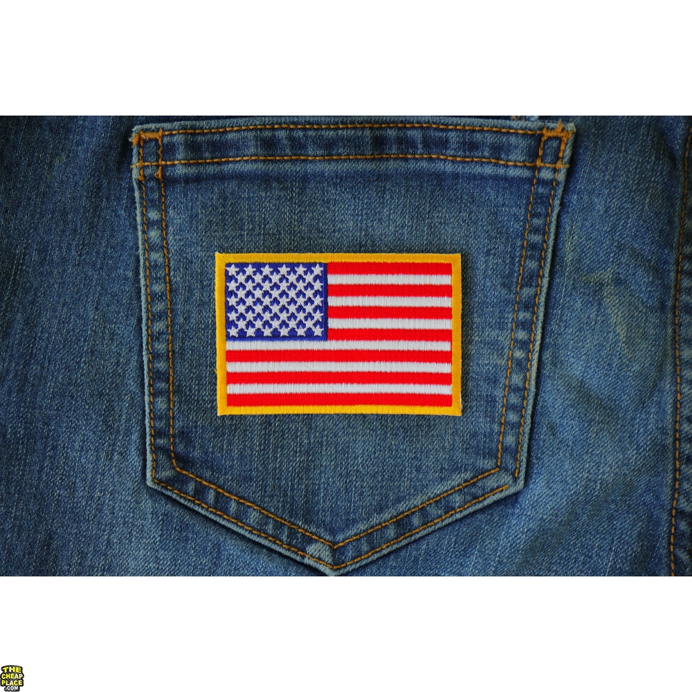 US Flag Patch Small Yellow Border 3 Inch | American Flag Patches ...