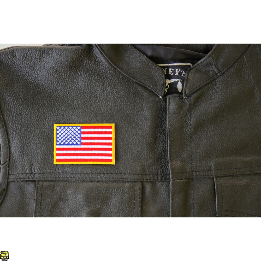 US Flag Patch Small Yellow Border 3 Inch | American Flag Patches ...