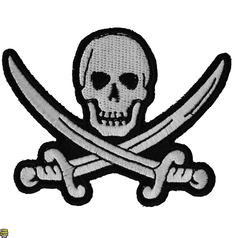 White Pirate Sword Skull Patch | Skull Patches -TheCheapPlace